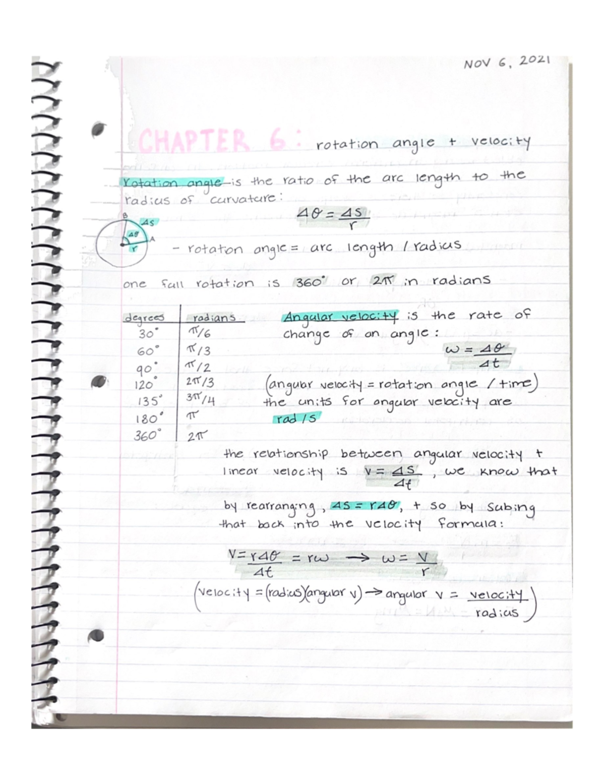 textbook chapter 6 summary (Radians) - PHYS 1001H - Studocu