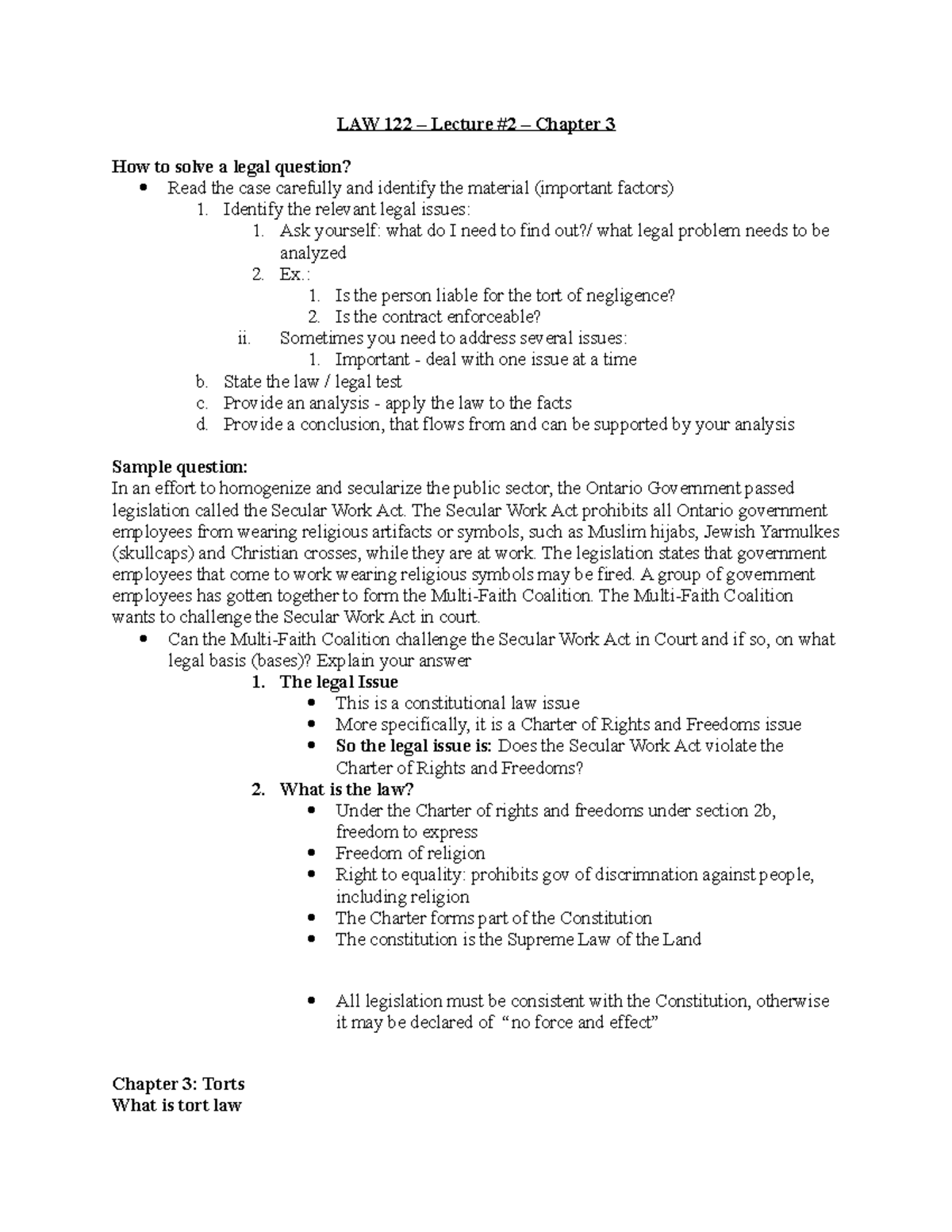 LAW 122 - Lecture 2 - chapter 3 - LAW 122 – Lecture #2 – Chapter 3 How ...