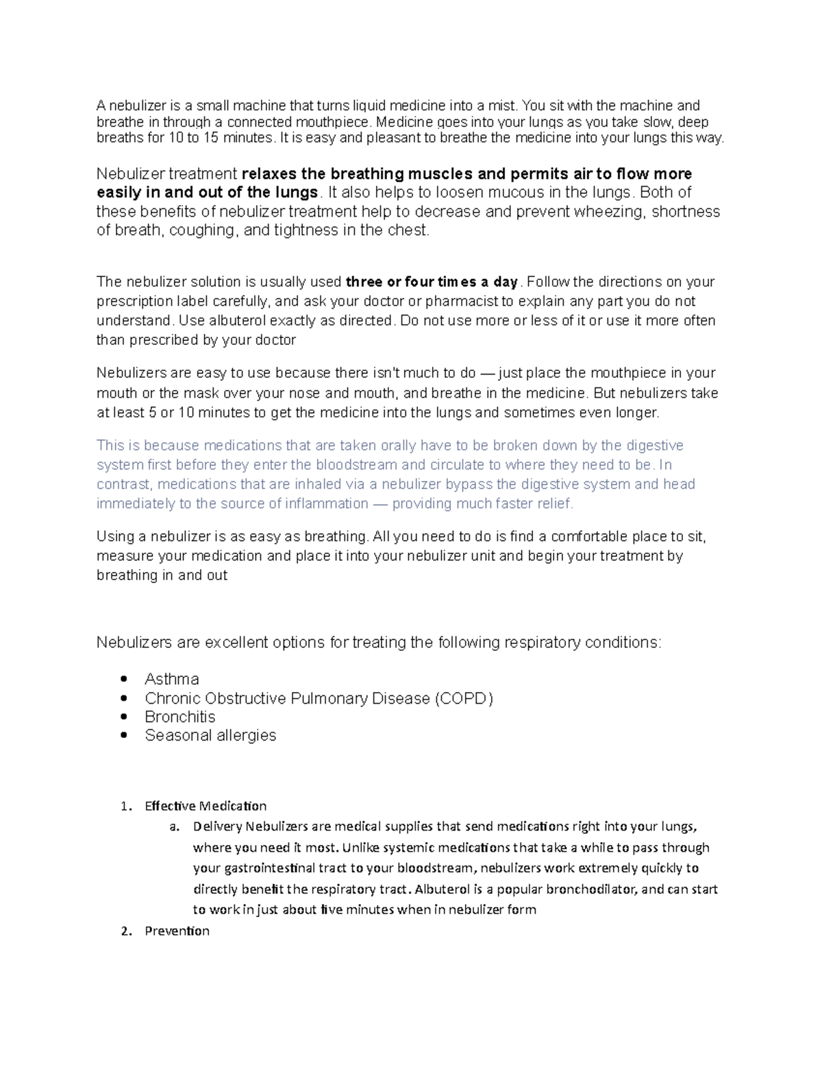 Nebulization script - nursing - A nebulizer is a small machine that ...