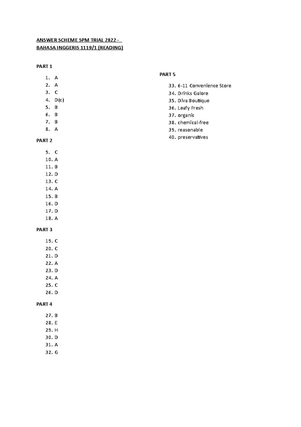 Answer Scheme Kulai - Pembinaan item dan skema jawapan - Kemahiran Berfikir dalam Pendidikan ...