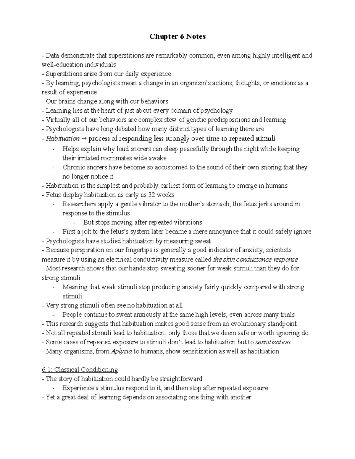 Psychology Notes 6 - Chapter 6 Notes Data demonstrate that ...