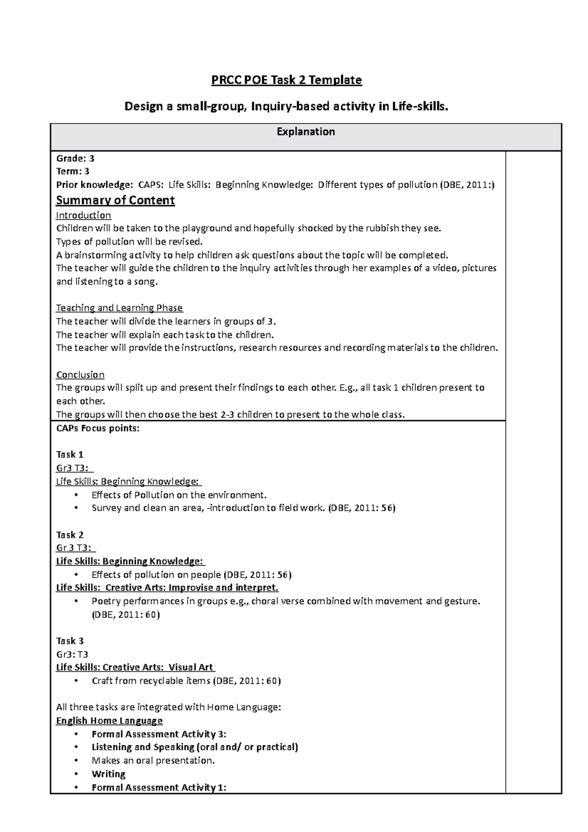 PRCC POE Task 2 Template completed example for students - PRCC POE Task ...