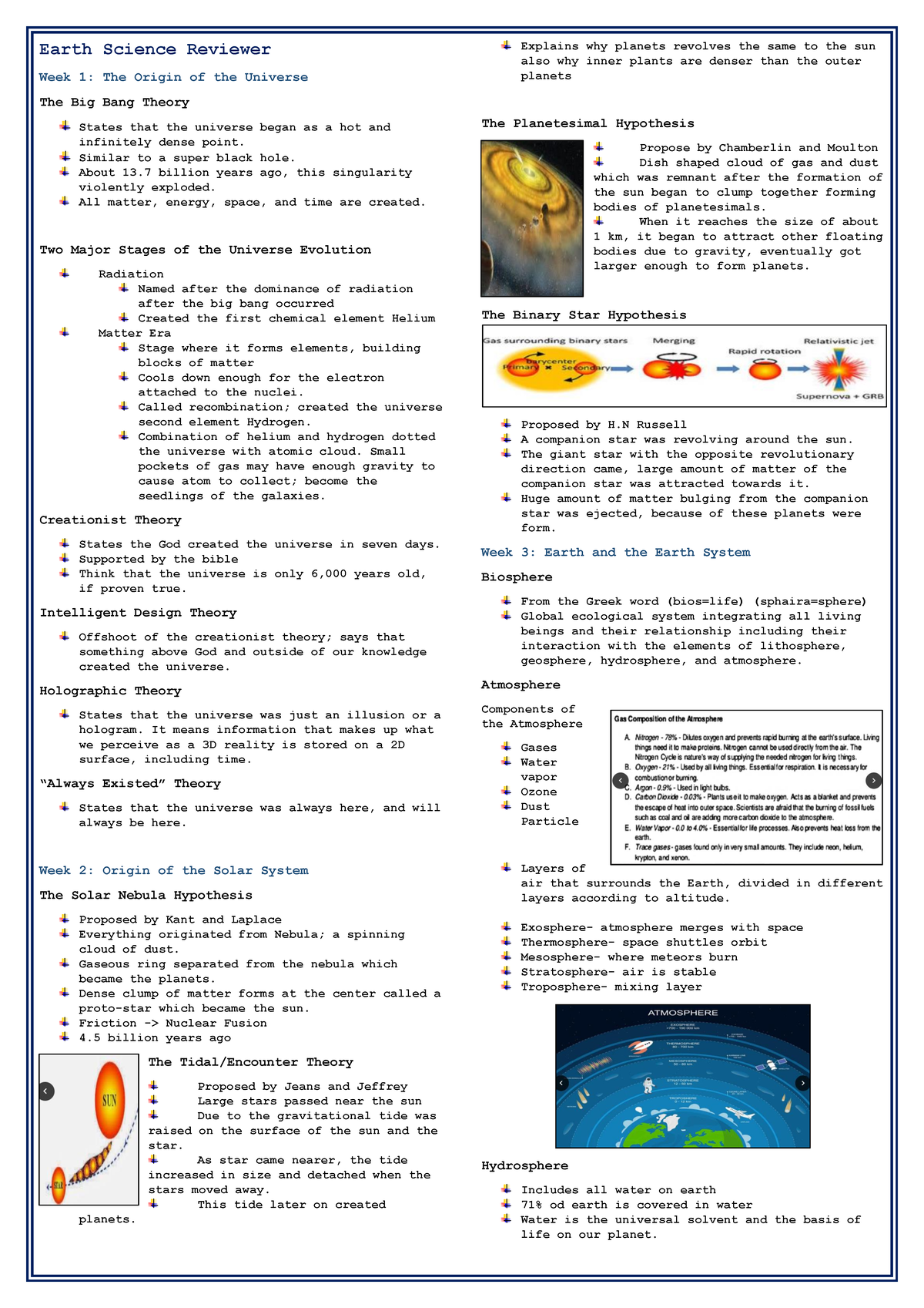 Earth-Science-Reviewer - Earth Science Reviewer Week 1: The Origin of ...