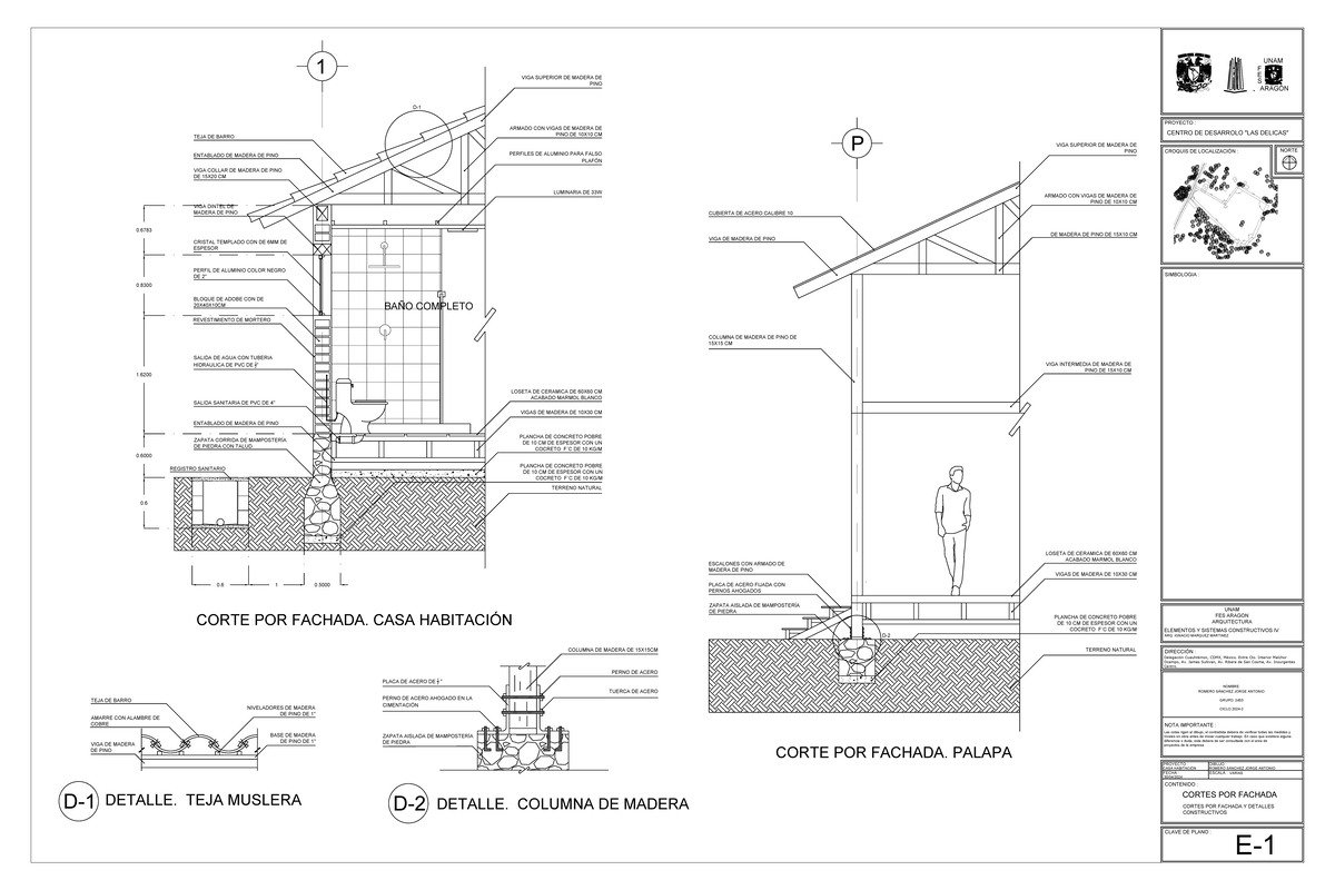 Cortes POR Fachada Diseñob y n Model - 1 ####### BLOQUE DE ADOBE CON DE ...