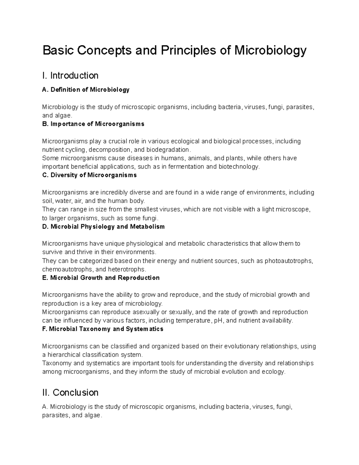 Microbiology (BIO-2010 ) Lecture 4 - Basic Concepts and Principles of ...
