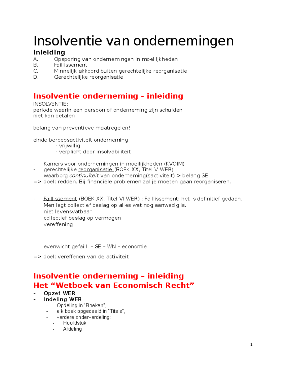 Insolventie van ondernemingen DEEL 1 - Insolventie van ondernemingen ...