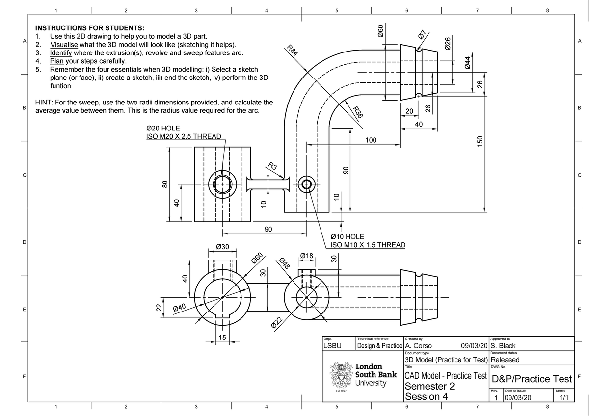 TASK 1 - 3D CAD Model Exercise 2020 - Dept. Technical reference ...