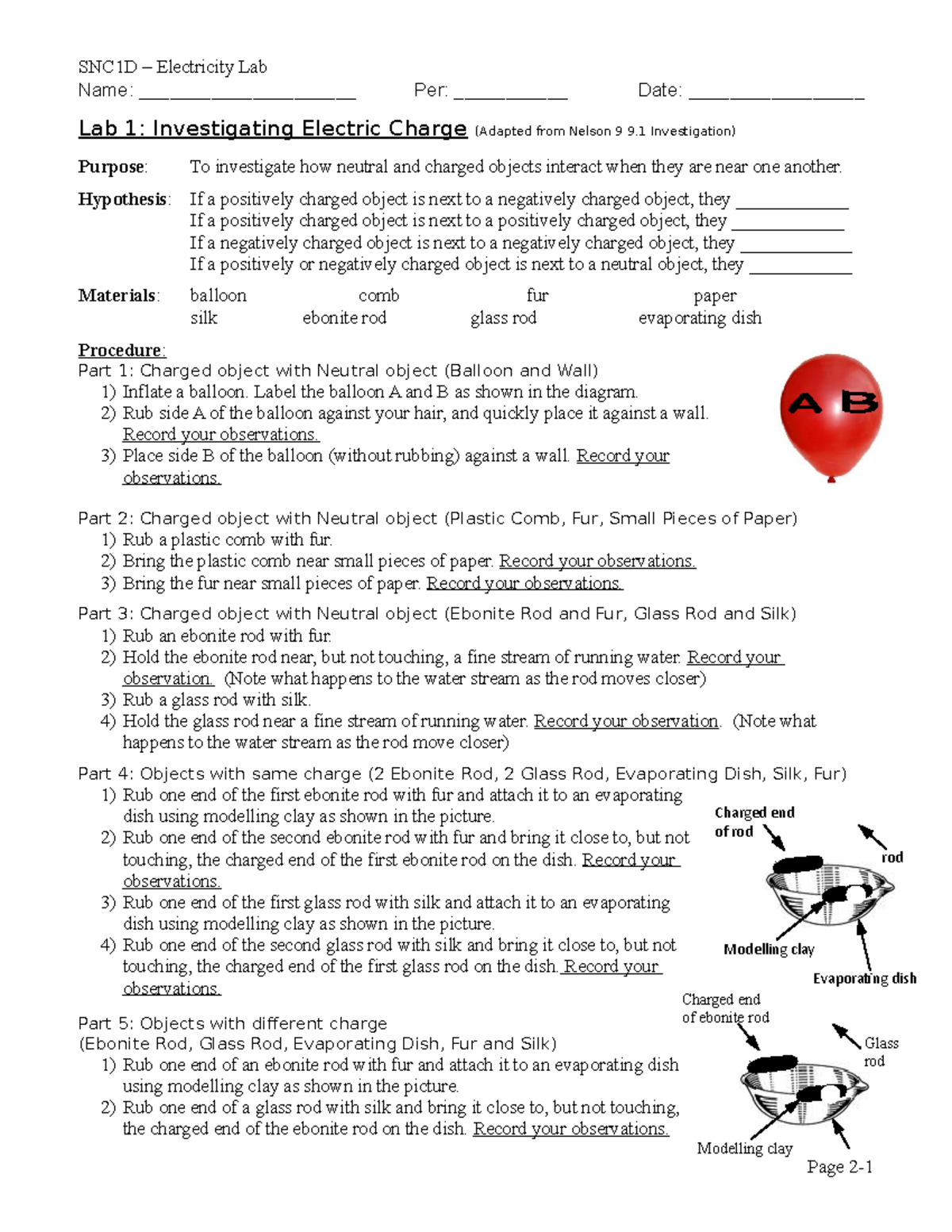 LP2 Lab Static Electricity Blank - Studocu