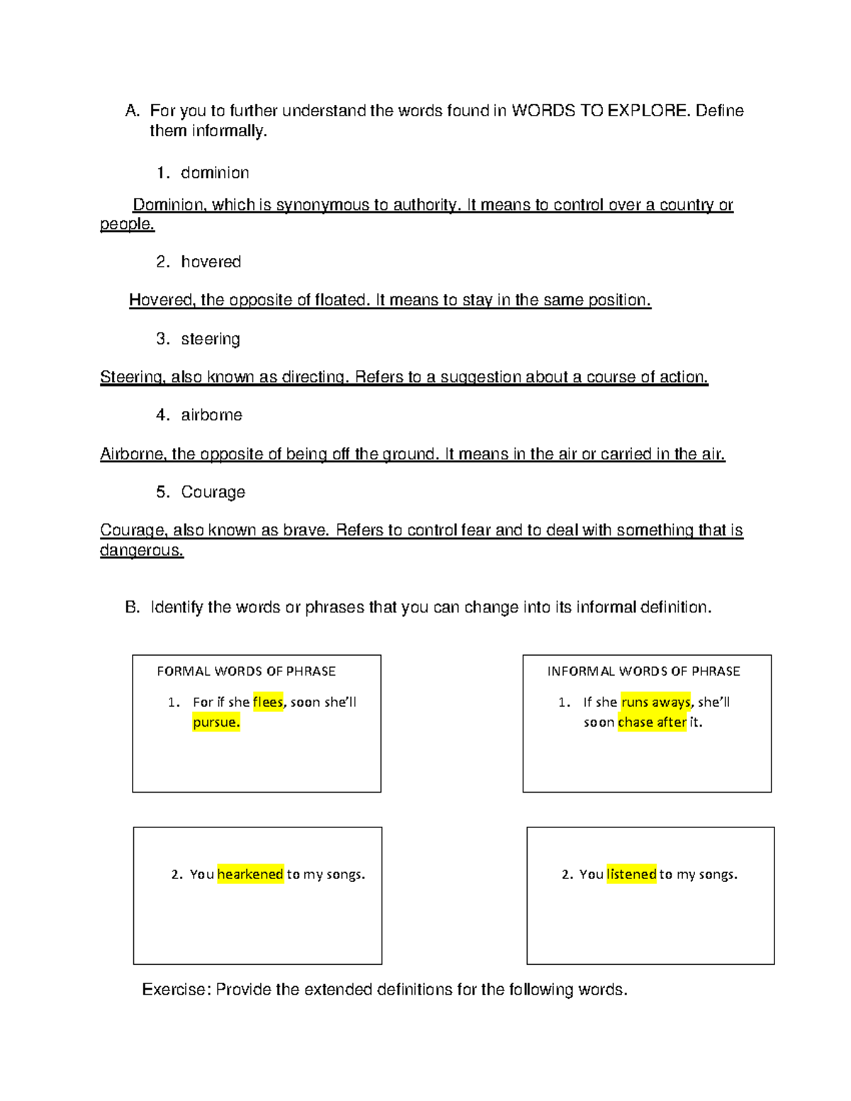 LAP 2.1 English 10 - Here - A. For you to further understand the words ...