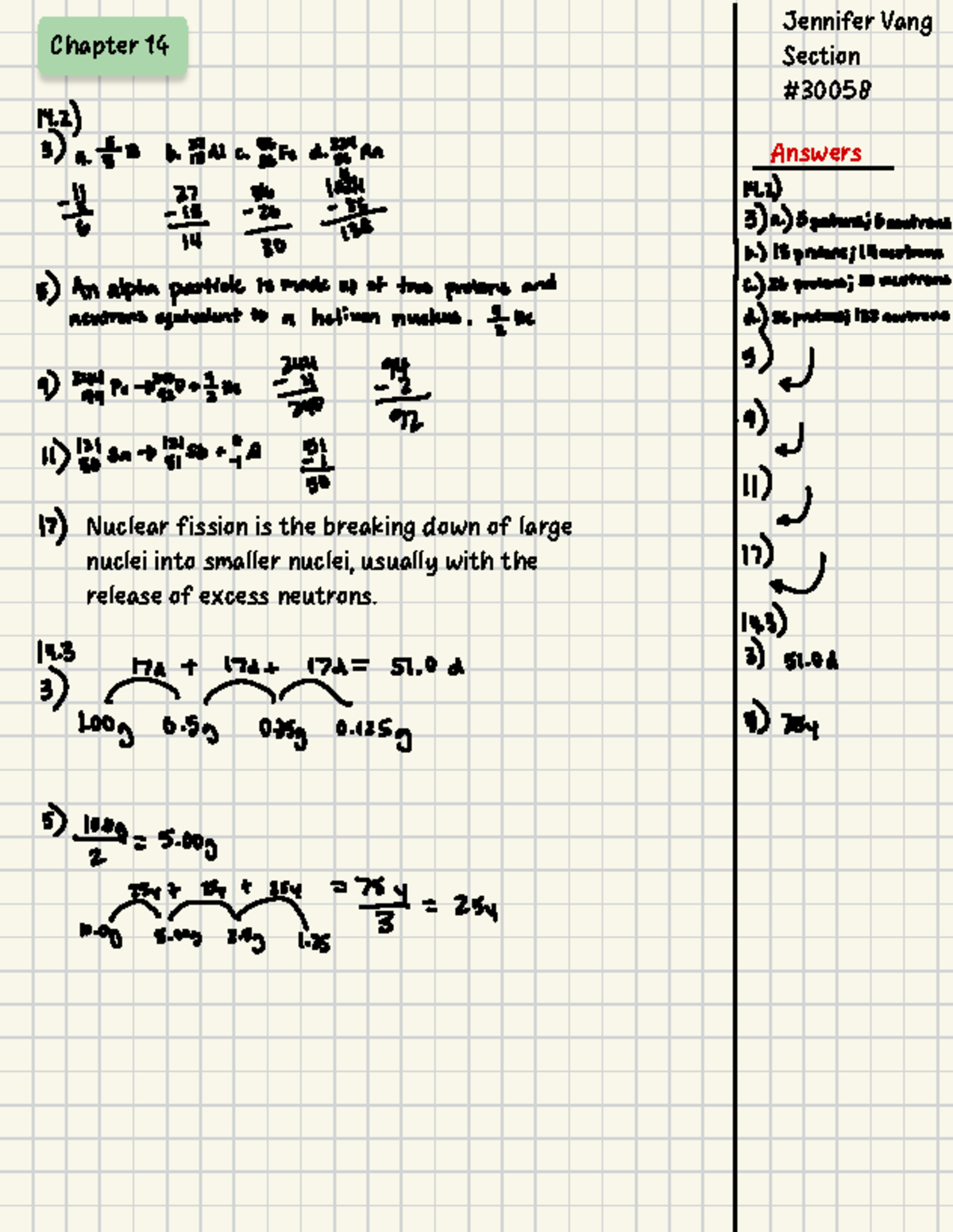 Chem 3A 12 - Chem hw - Chapter 14 Jennifer Vang Section # Answers ...