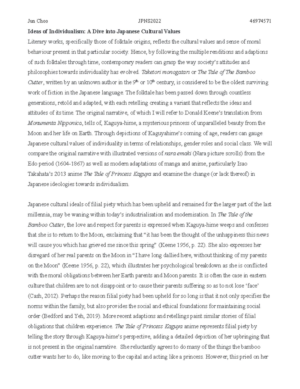JPNS2022 Full Essay Tale of the Bamboo Cutter - Ideas of Individualism ...