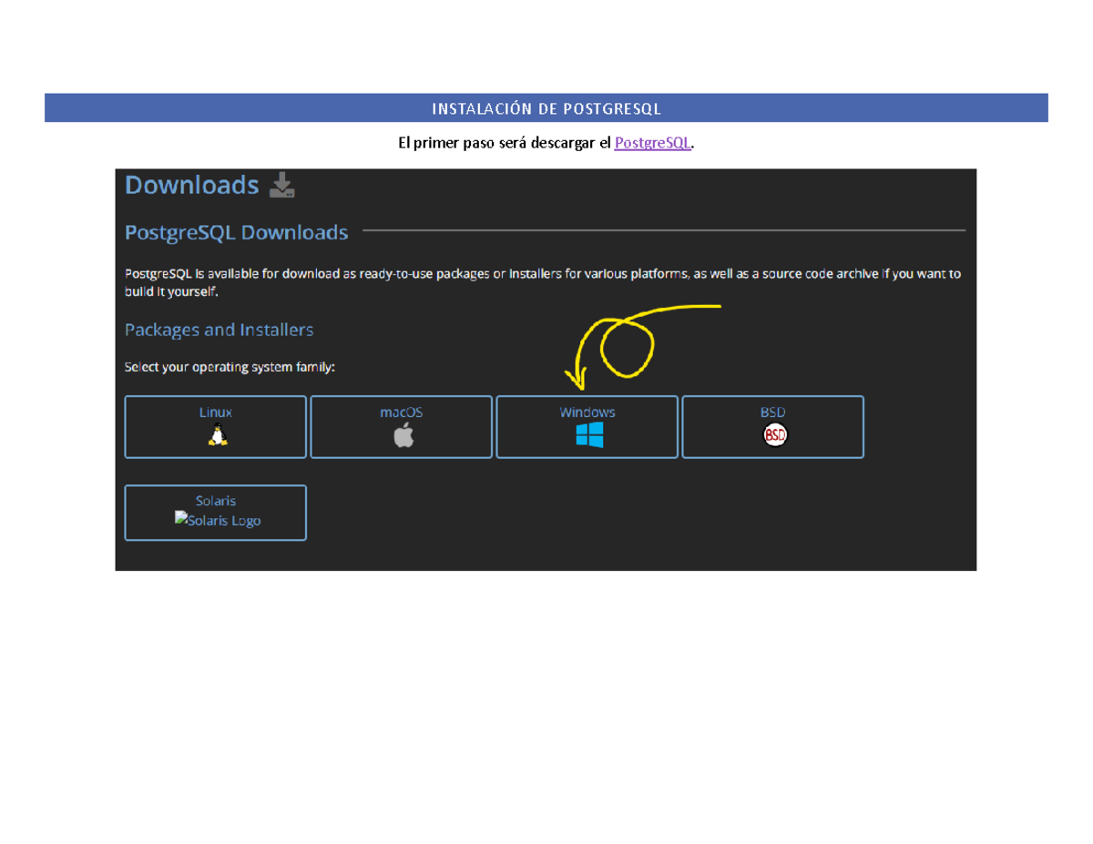 Instalación de Postgre SQL - Metodologia y modelado - INSTALACIÓN DE POSTGRESQL El primer paso ...
