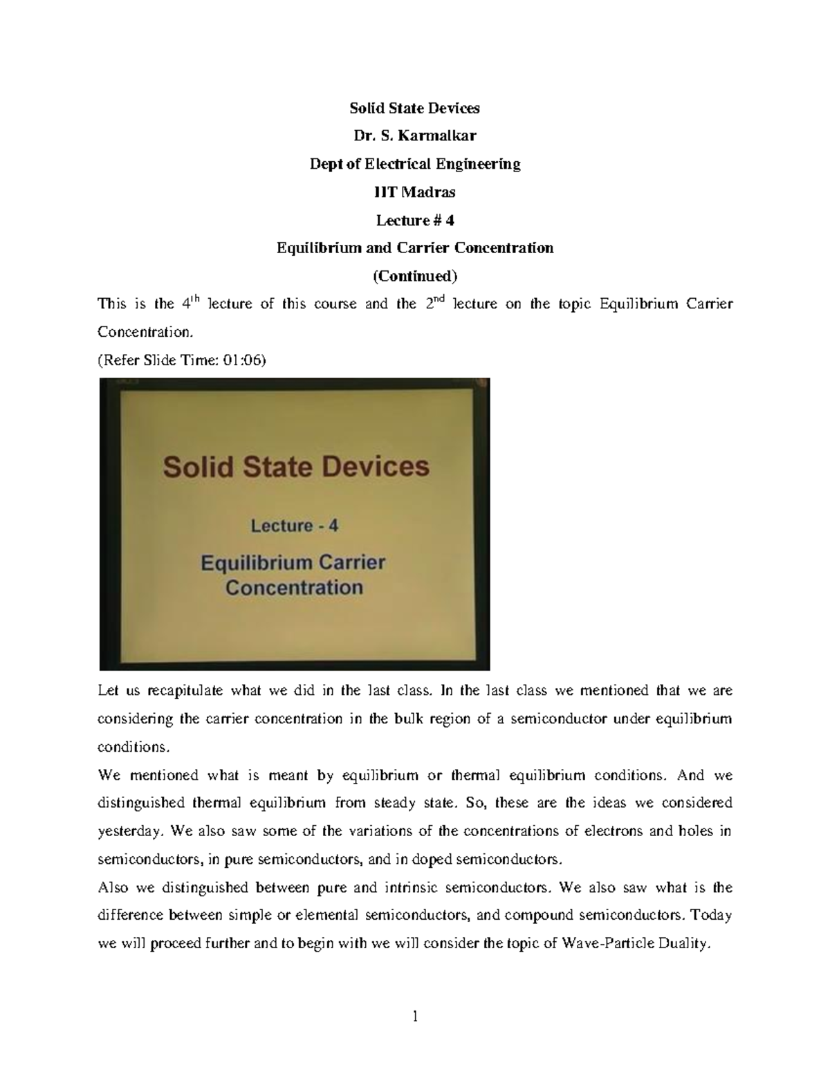 Lec4 - Notes - Solid State Devices Dr. S. Karmalkar Dept of Electrical ...