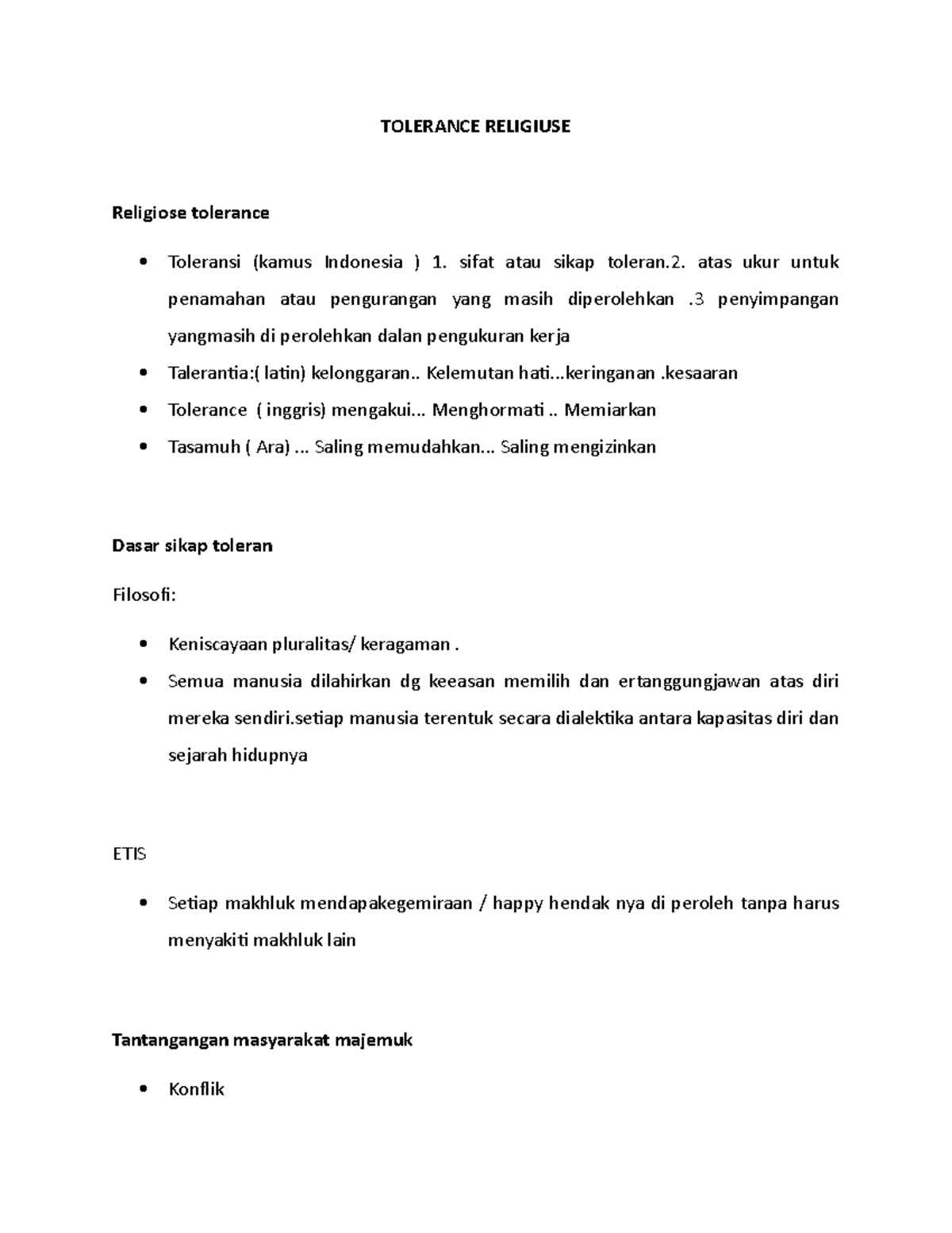 Tolerance Religiuse - TOLERANCE RELIGIUSE Religiose tolerance Toleransi ...