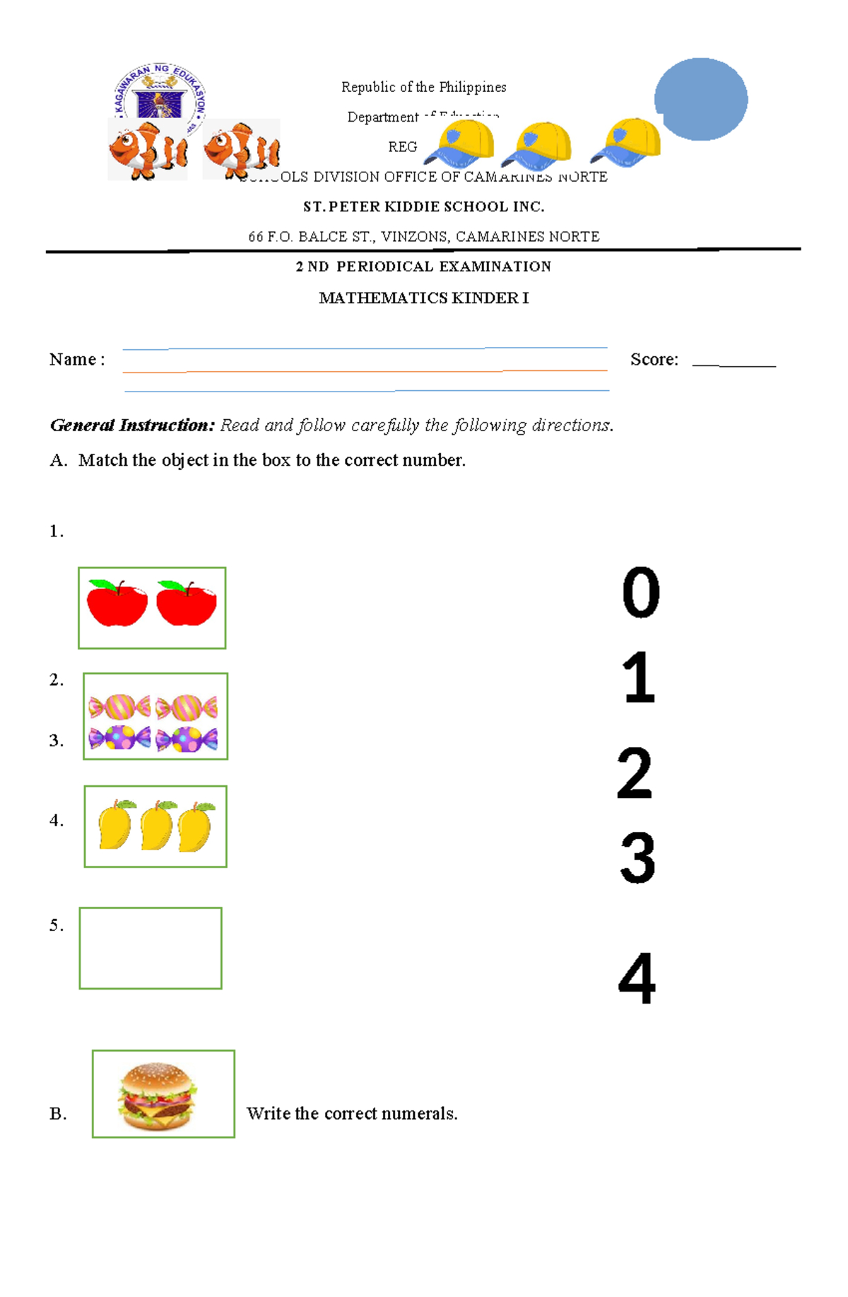 Mathematics 1EJ - FOR KINDER - Republic of the Philippines Department ...