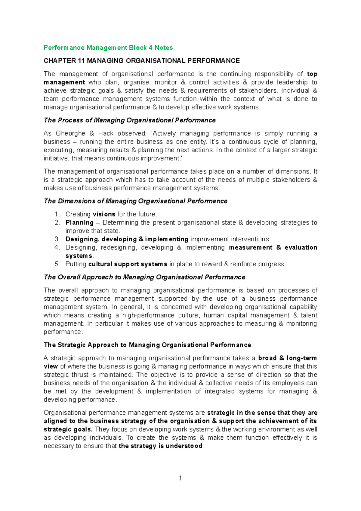 Performance Management Notes - Performance Management Block 4 Notes ...