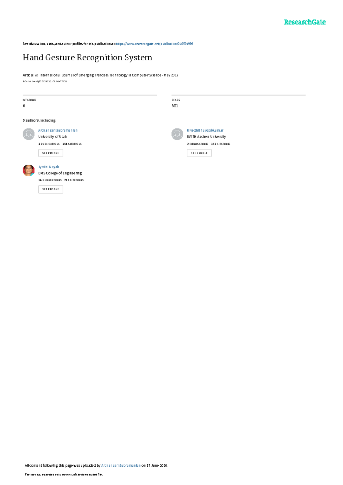 Hand Gesture Recognition System - See discussions, stats, and author ...