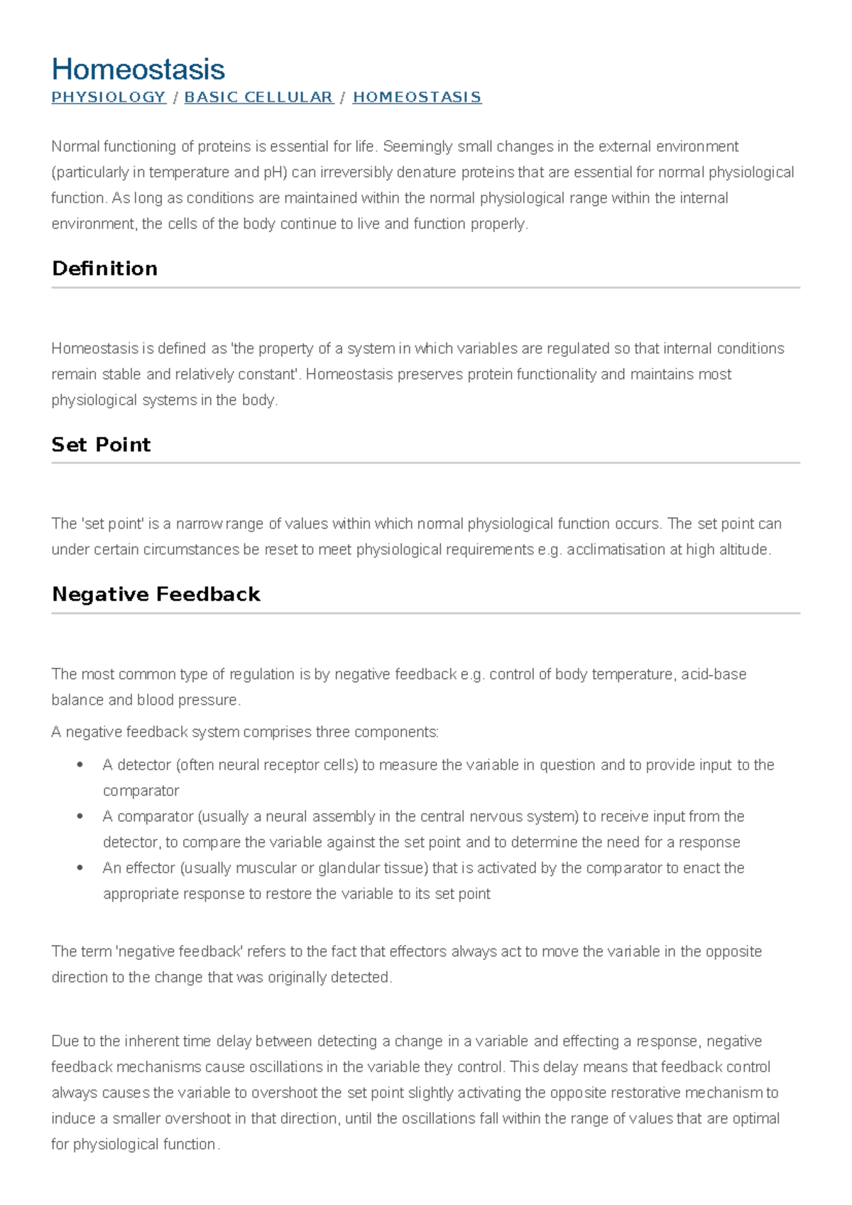 Homeostasis - Homeostasis PHYSIOLOGY / BASIC CELLULAR / HOMEOSTASIS ...