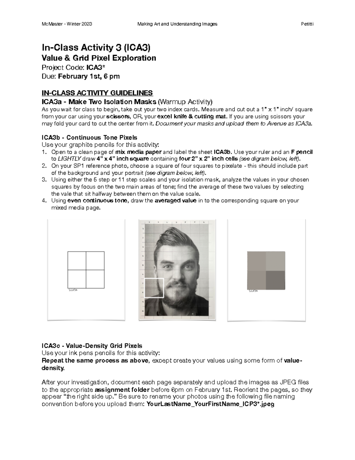 ICA 3 - Pixel Practice - layout of what you need to do - McMaster ...
