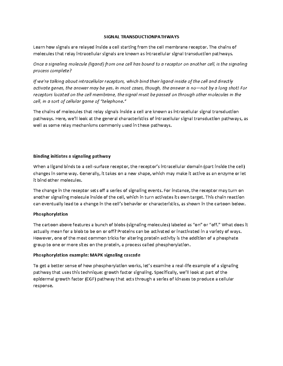 Signal Transductionpathways - SIGNAL TRANSDUCTIONPATHWAYS Learn how ...