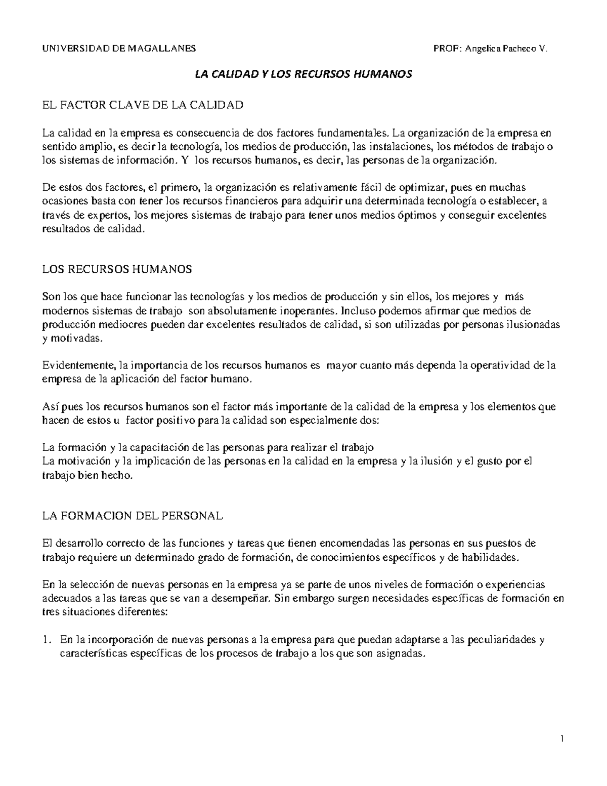 C 004 Calidad Recursos Humanos - LA CALIDAD Y LOS RECURSOS HUMANOS EL FACTOR CLAVE DE LA CALIDAD ...