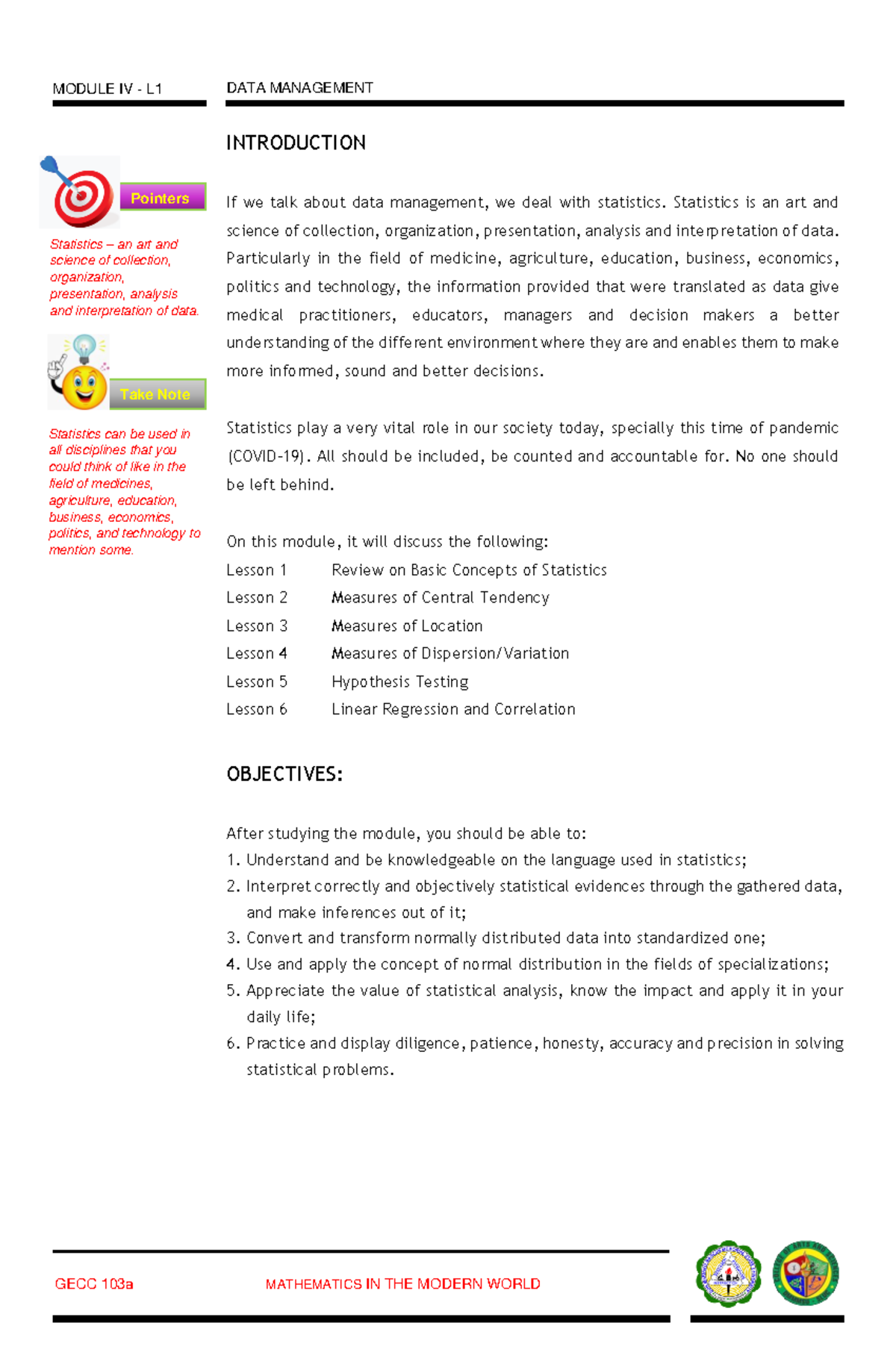 7. Villanueva Module 4 Data Management Supplement - MODULE IV - L1 DATA ...