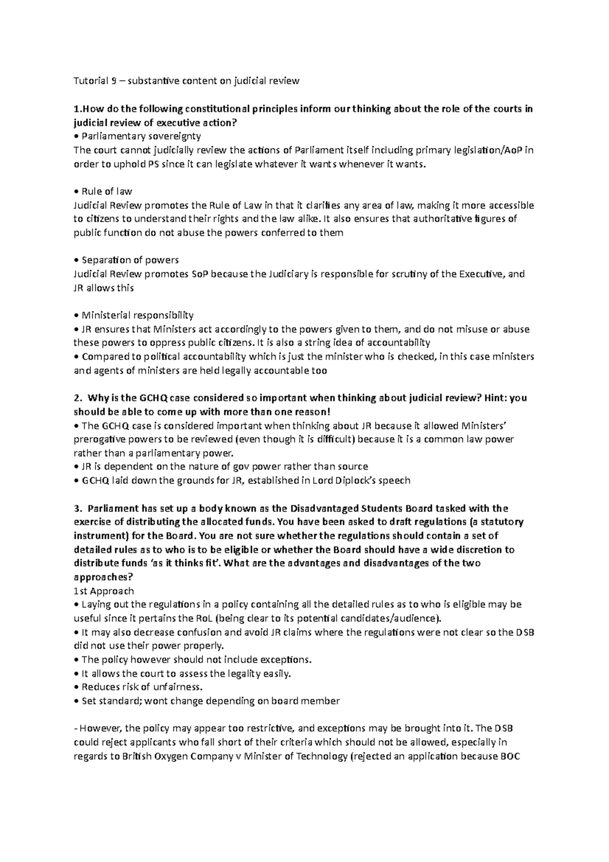 Public law - Tutorial 9 – substantive content on judicial review ...