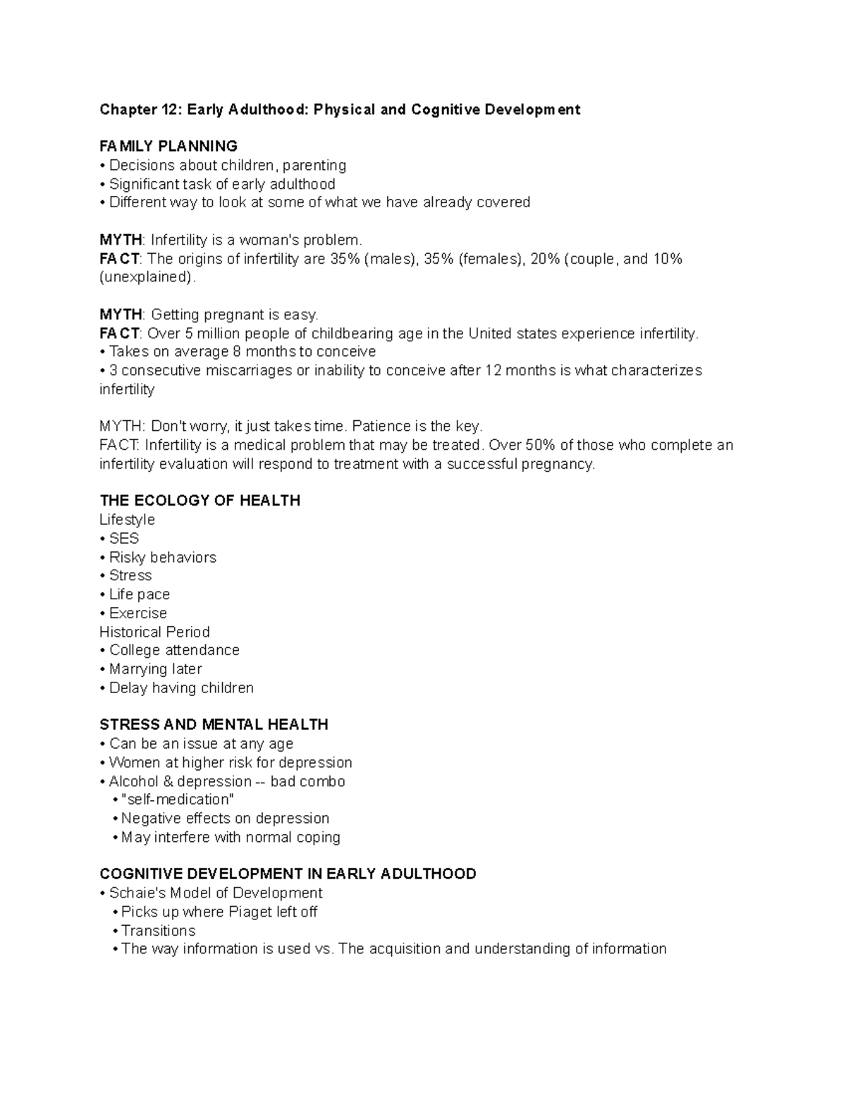 Early Adulthood Physical and Cognitive Development - FACT: The origins ...