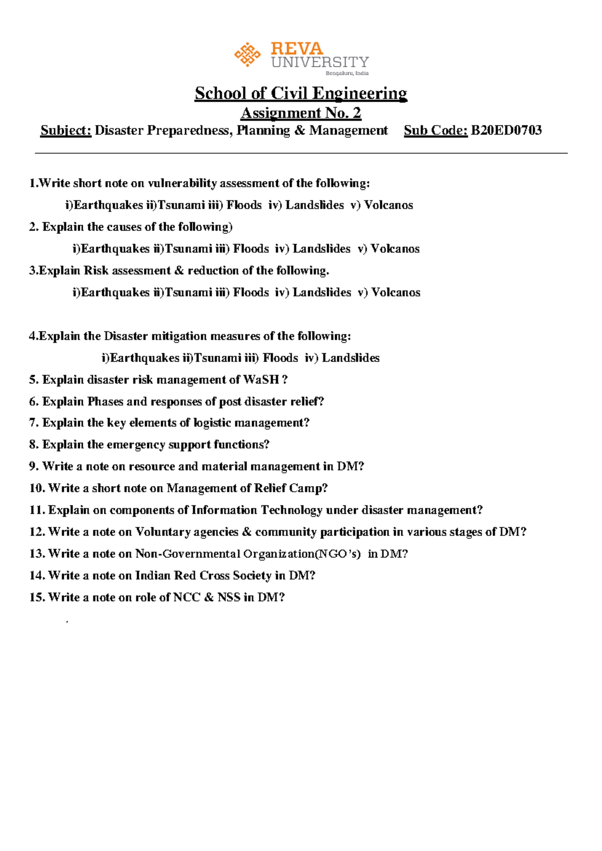 DPPM-Assignment 2 - Assignment Questions - School of Civil Engineering ...