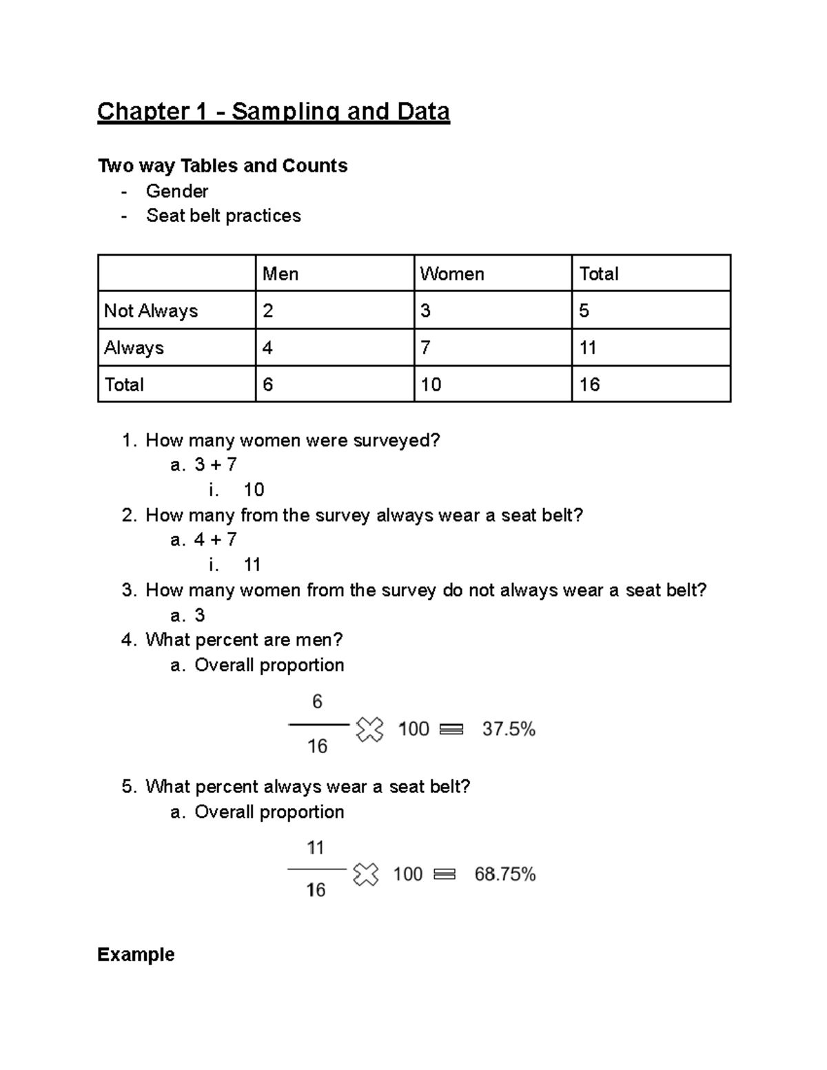 Math Notes - Chapter 1 Part 2 - Chapter 1 - Sampling and Data Two way ...