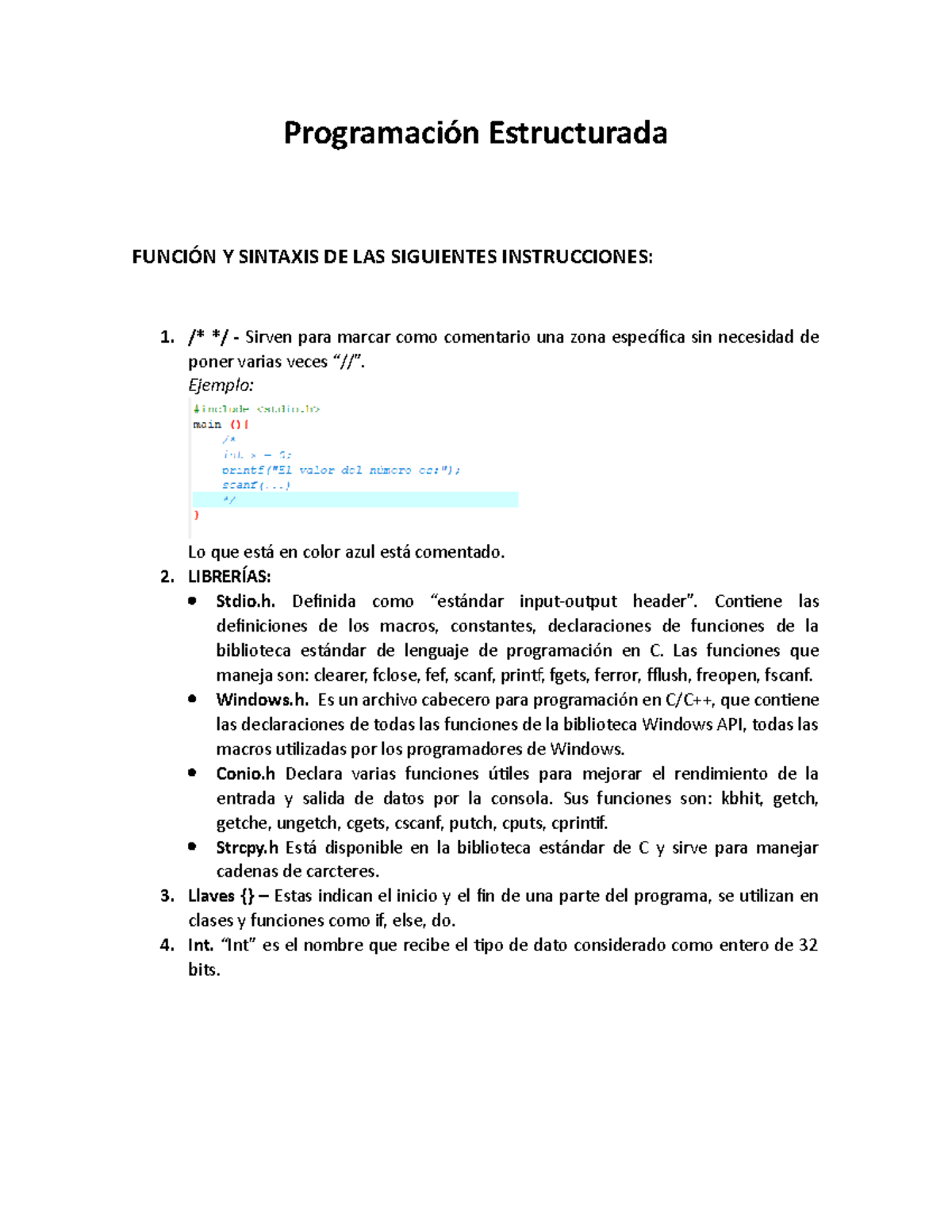 Funcion Y Sintaxis - Programación Estructurada FUNCIÓN Y SINTAXIS DE ...