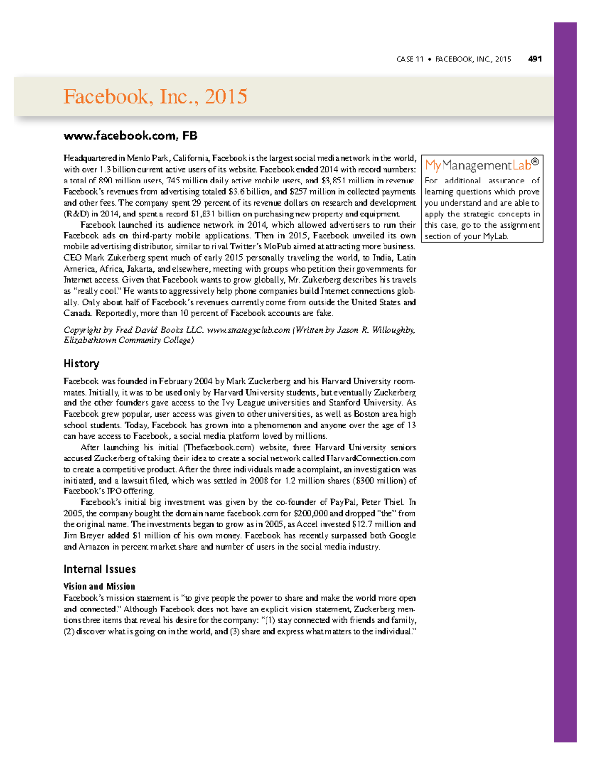 Facebook-case-study - kdlkfnv - Case 11 • FaCebook, InC., 2015 491 ...