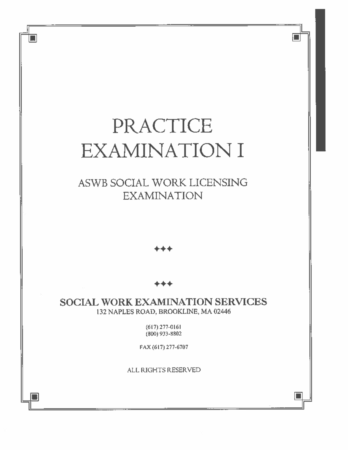 Practice Exam I - SOCWORK 1A2 - Studocu