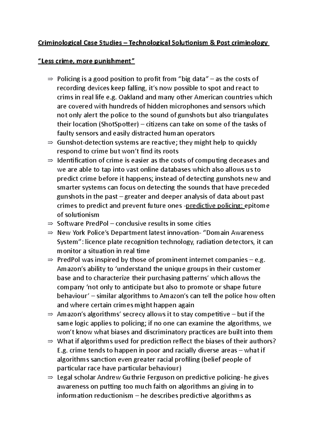 Criminological Case Studies - Tech Solutionism Reading 1 ...