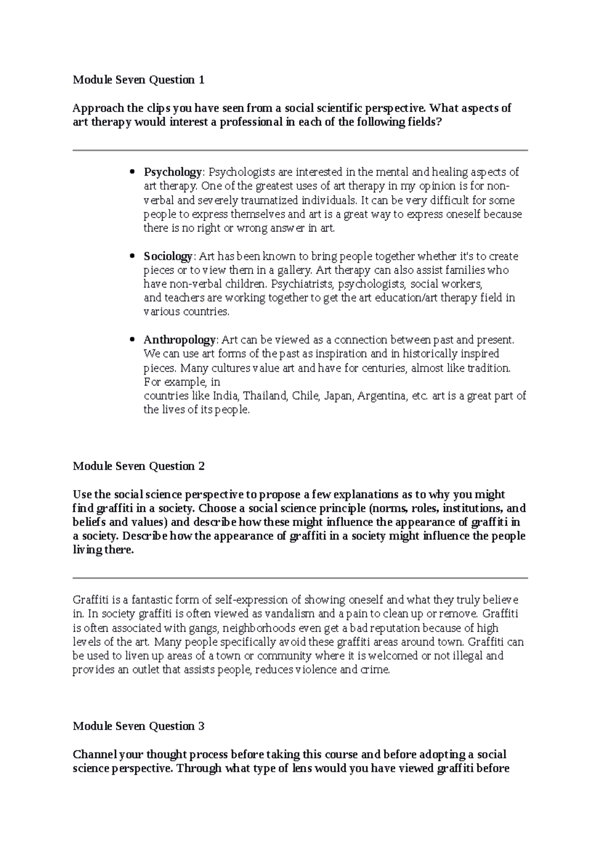 Art Therapy and Graffiti: A Social Science Perspective - Studocu