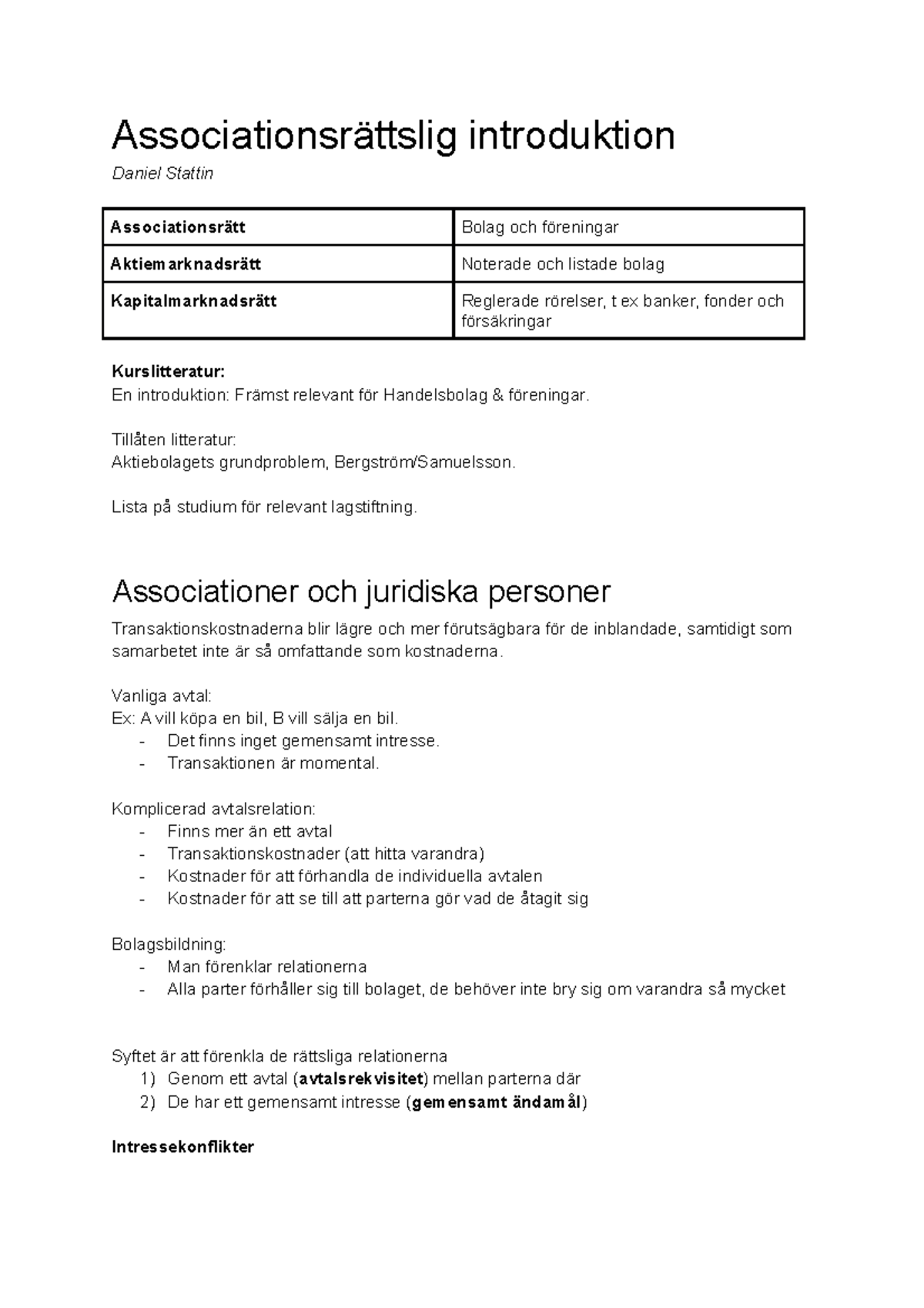 Associationsrättslig introduktion Aktiebolagets organisation och bolagsstyrning - - Studocu