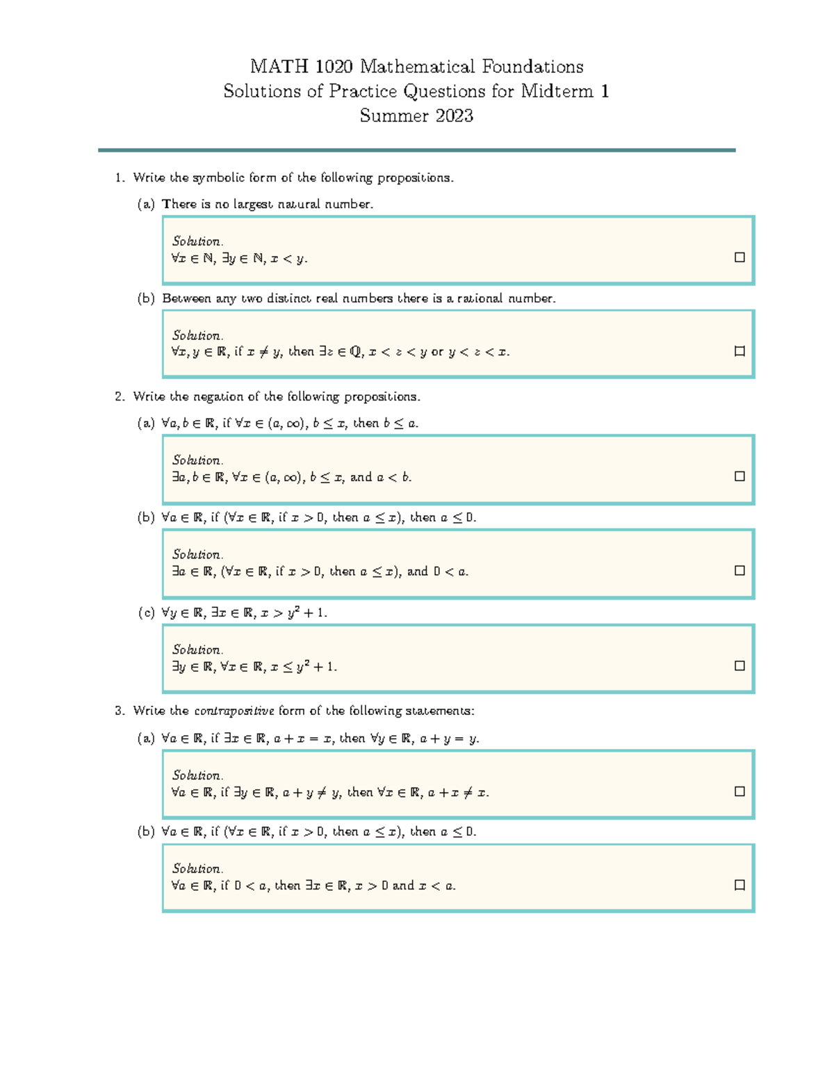 Solutions Practice Questions Test 1-S23 - 03 62 190 - U of W - Studocu
