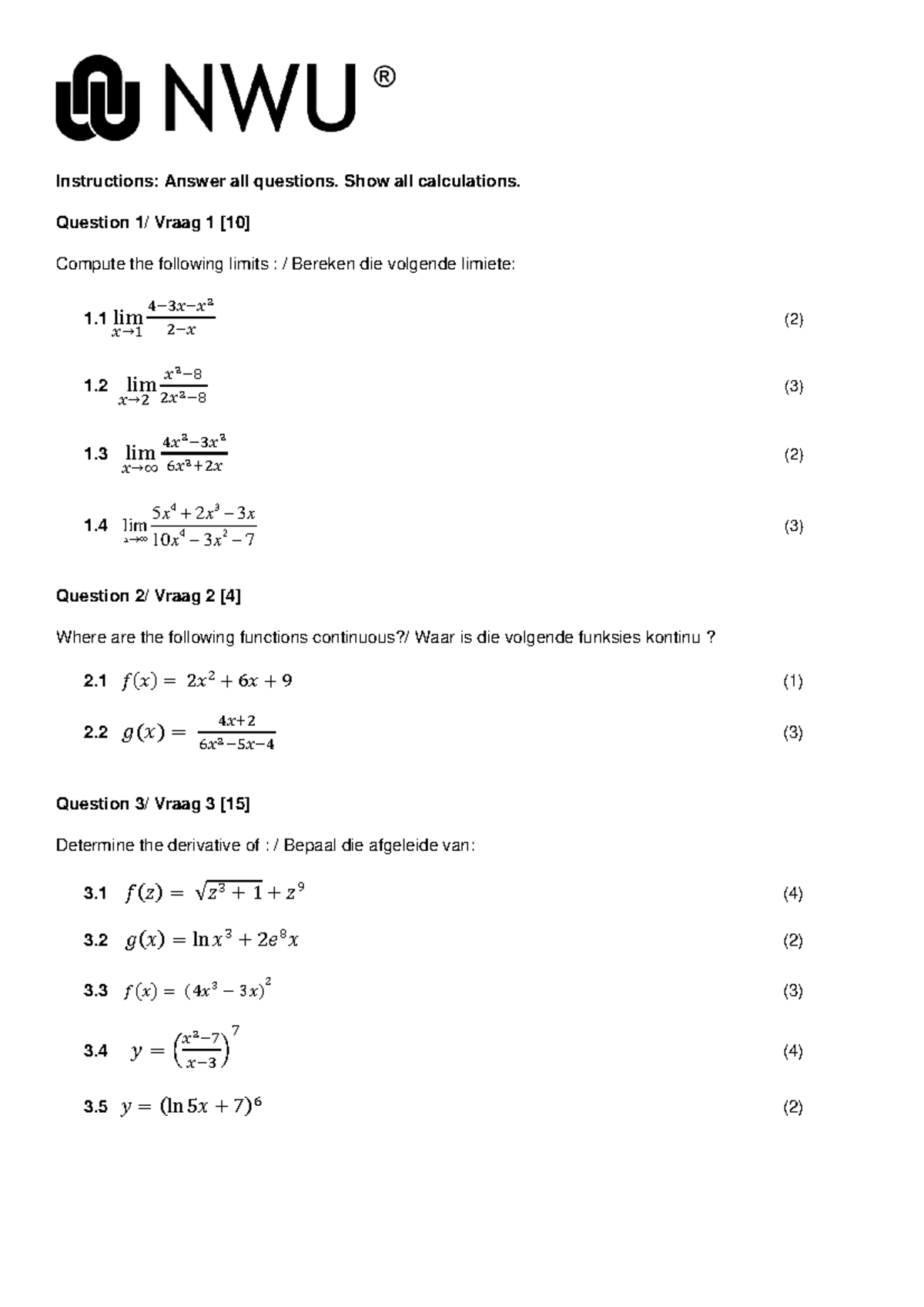 MTHS 113 -TEST 3 - Instructions: Answer all questions. Show all ...