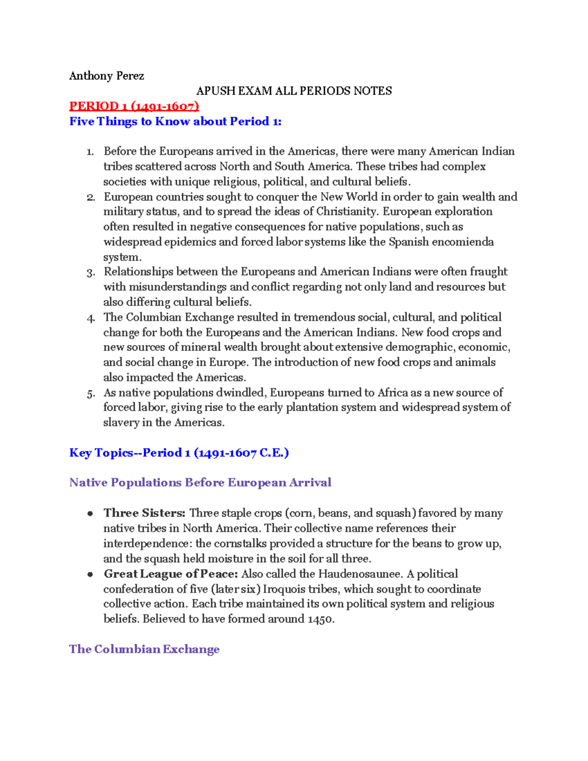 Apush EXAM Complete Study Guide - Anthony Perez APUSH EXAM ALL PERIODS ...