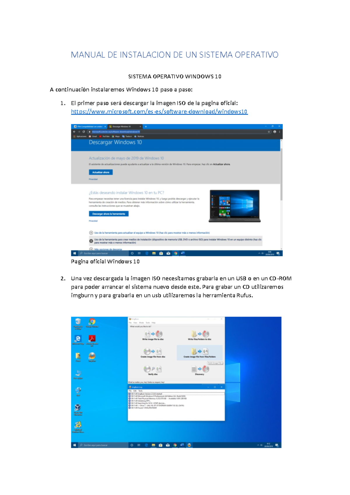 Manual instalación W10 - MANUAL DE INSTALACION DE UN SISTEMA OPERATIVO ...