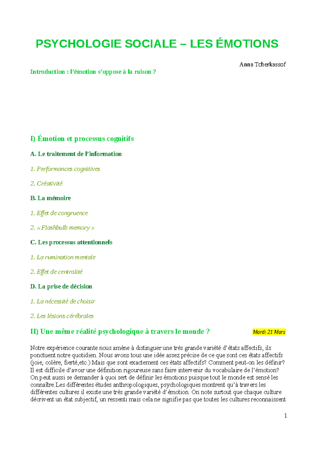 Les émotions - PSYCHOLOGIE SOCIALE – LES ÉMOTIONS Anna Tcherkassof ...