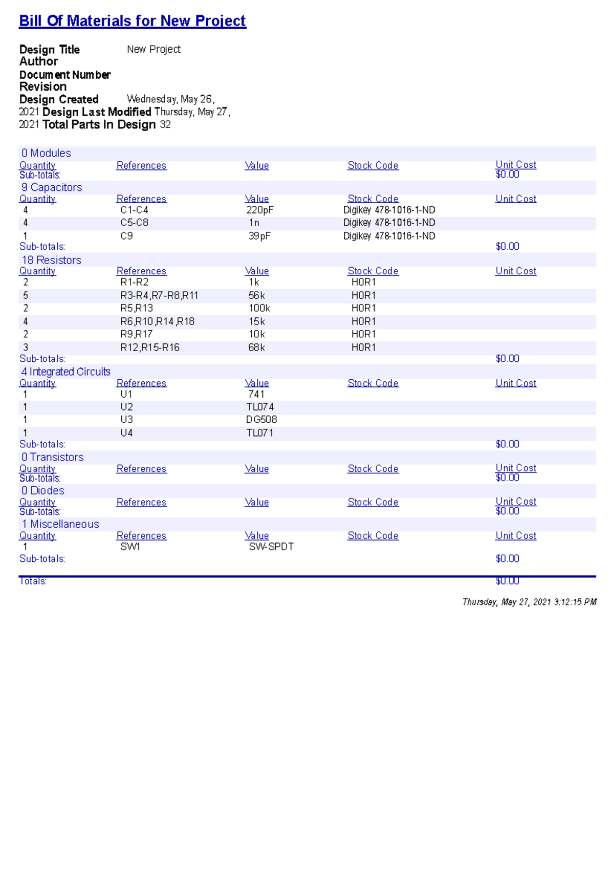 Bill Of Materials LAB 7 PART A-converted - Bill Of Materials for New ...