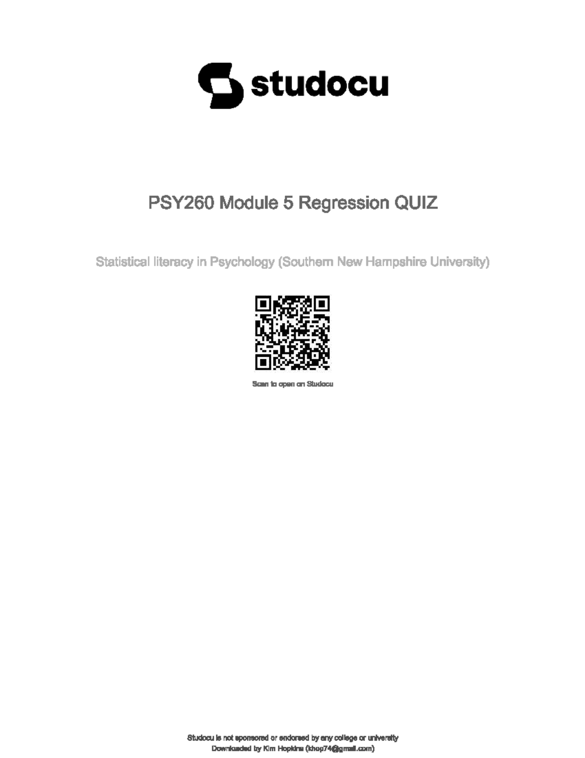 Regression Quiz - Quiz - studocu PSY260 Module 5 Regression QUIZ ...