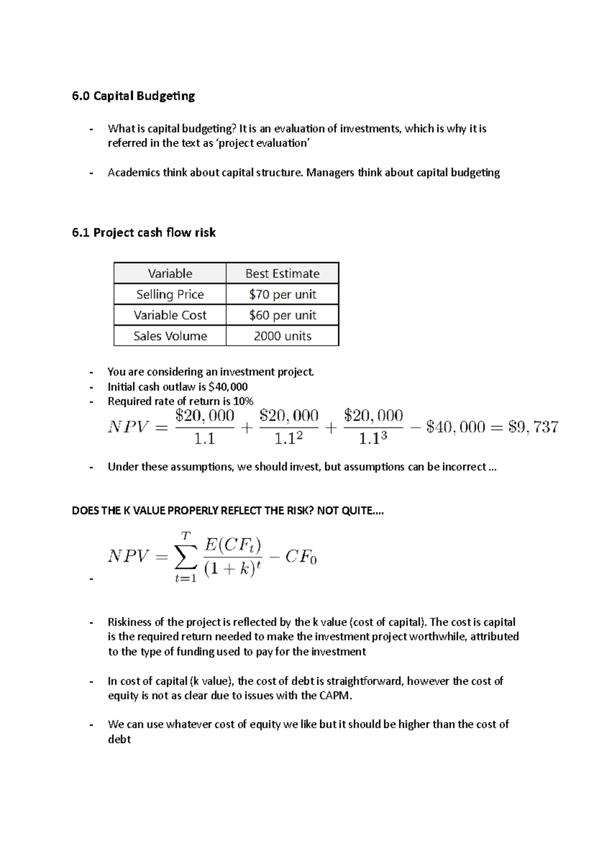 Week 6 notes H1 - FNCE20005 - Unimelb - Studocu