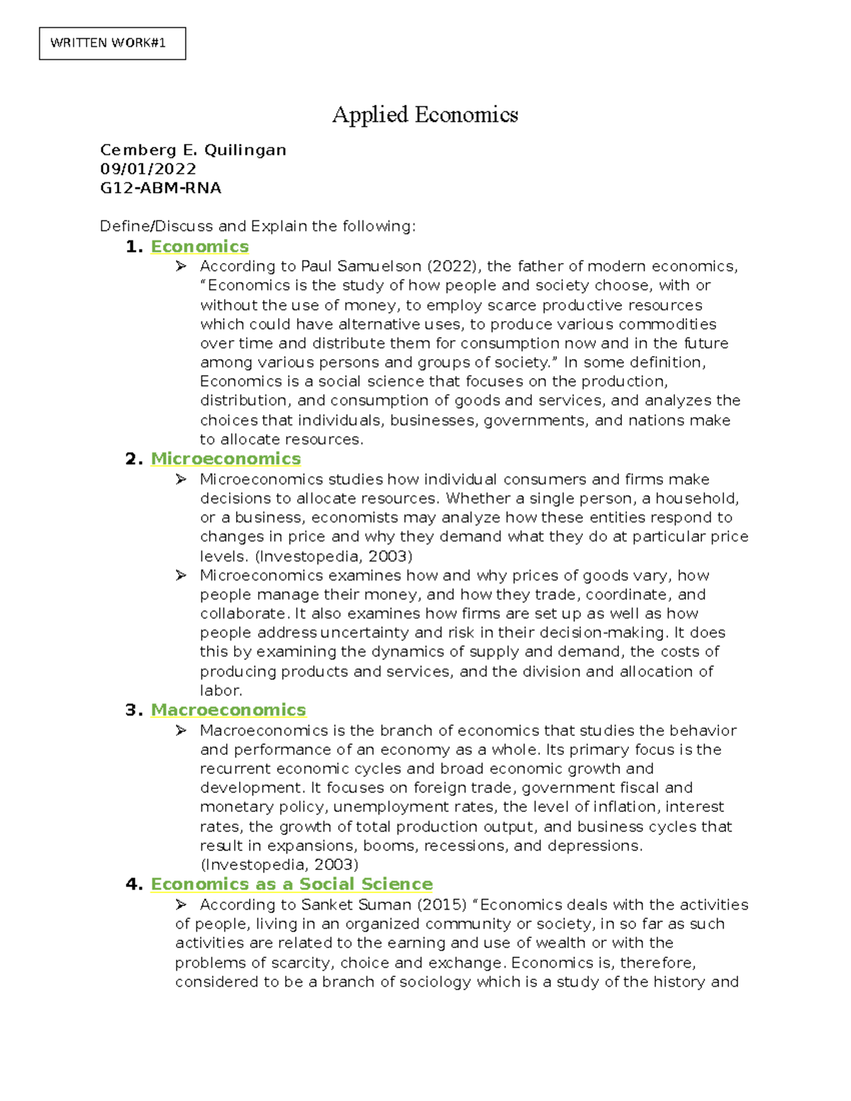 Applied Economics - N/A - Applied Economics Cemberg E. Quilingan 09/01 ...