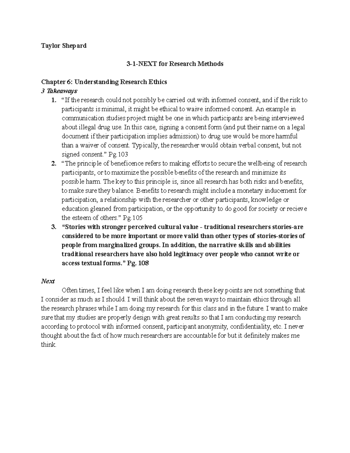 3-1-Next Chpt 6 - Chapter Reading the 3 main takeaways from the reading ...