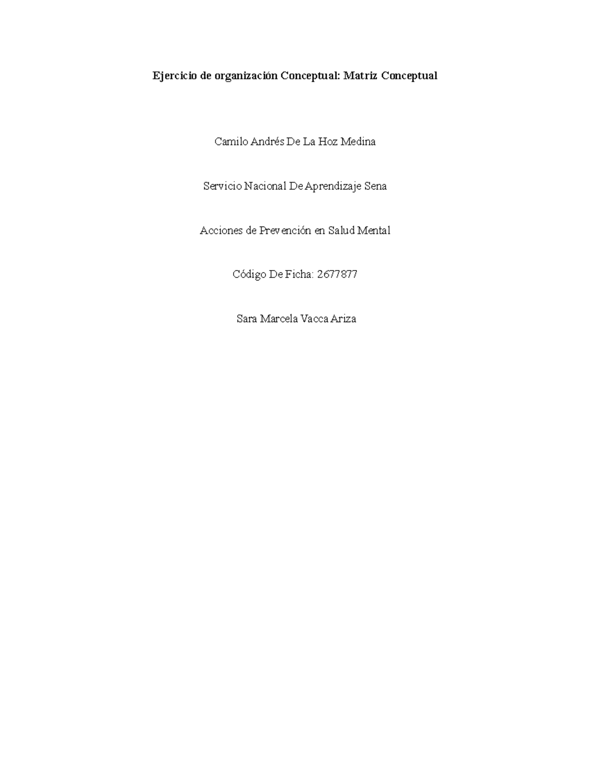 Ejercicio DE Organización Conceptual- Matriz Conceptual - Ejercicio de ...