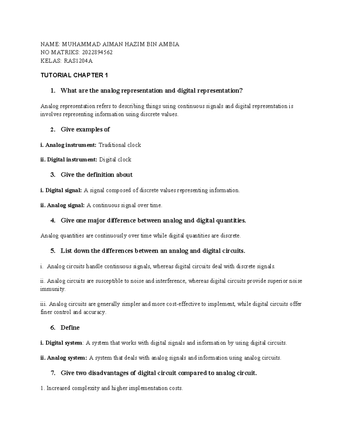 Tutorial 1 PHY340 - NAME: MUHAMMAD AIMAN HAZIM BIN AMBIA NO MATRIKS: 2022894562 KELAS: RAS1204A ...