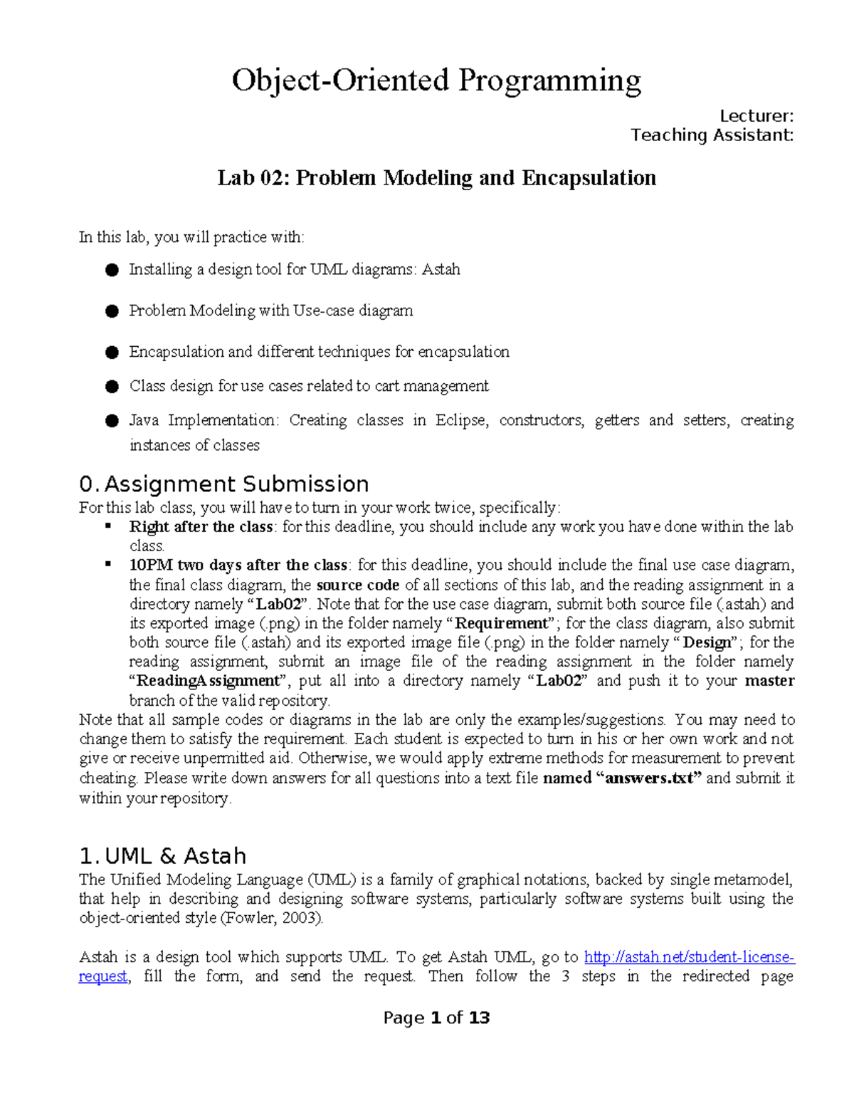 Oop Lab02 Problem Modeling Encapsulation Object Oriented Programming 6657
