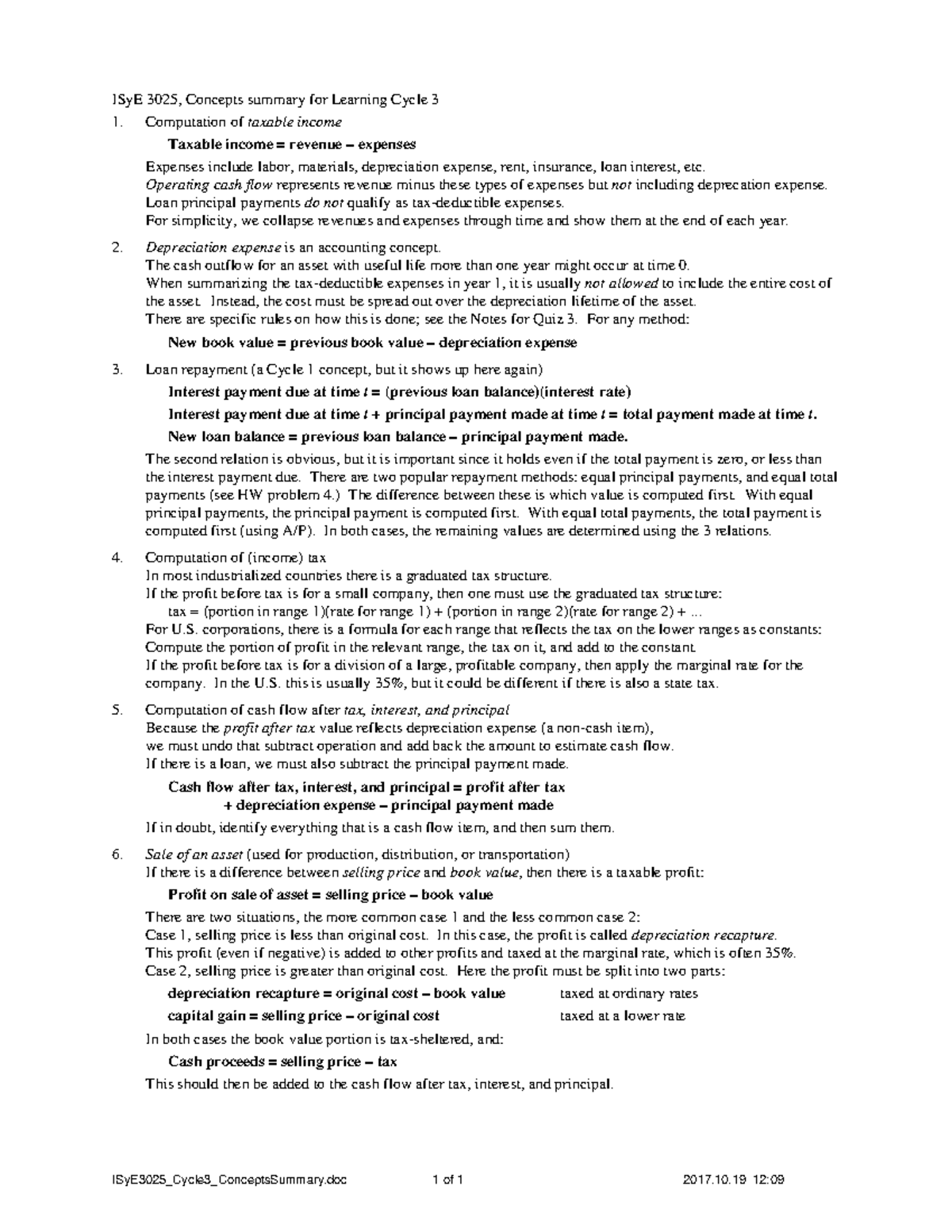 ISy E3025 Cycle 3 Concepts Summary - ISyE3025_Cycle3_ConceptsSummary 1 ...